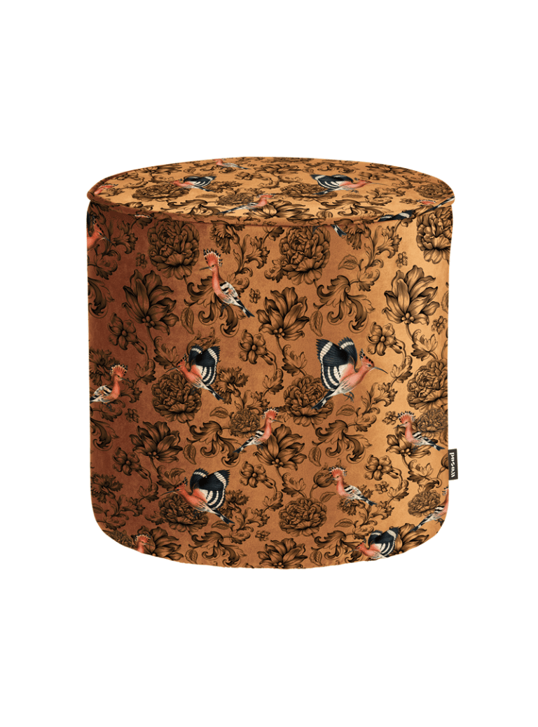 Poef Sara hoog warm groen - Pure Wood