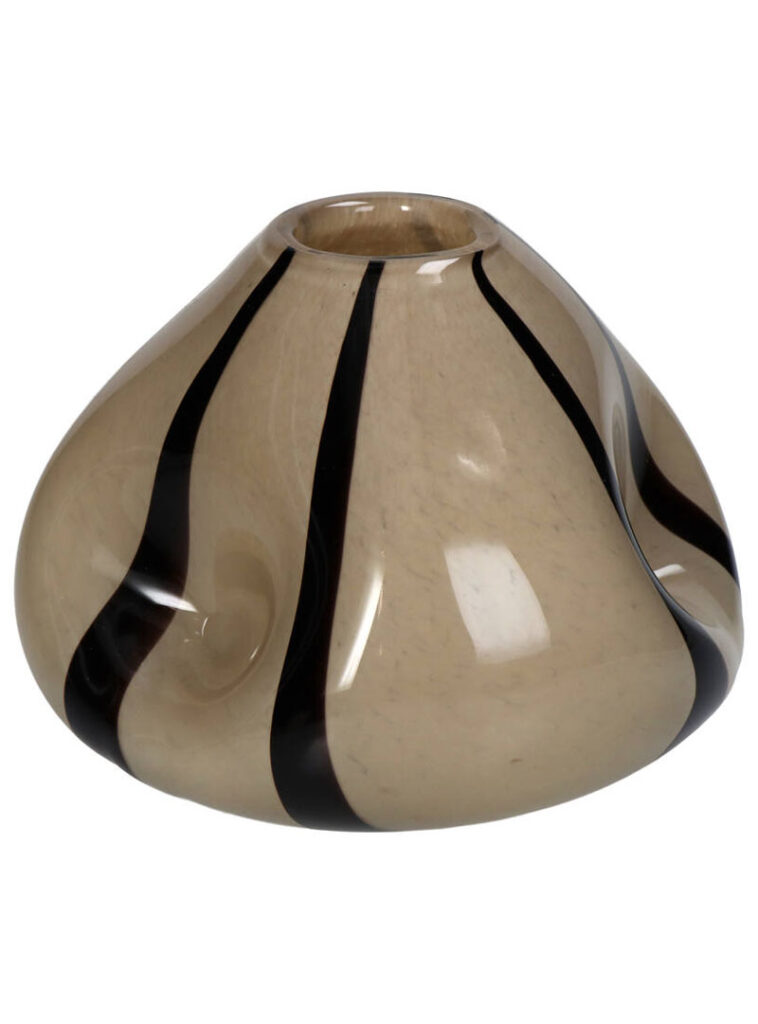 Vaasje Beige Zwarte Strepen - Pure Wood